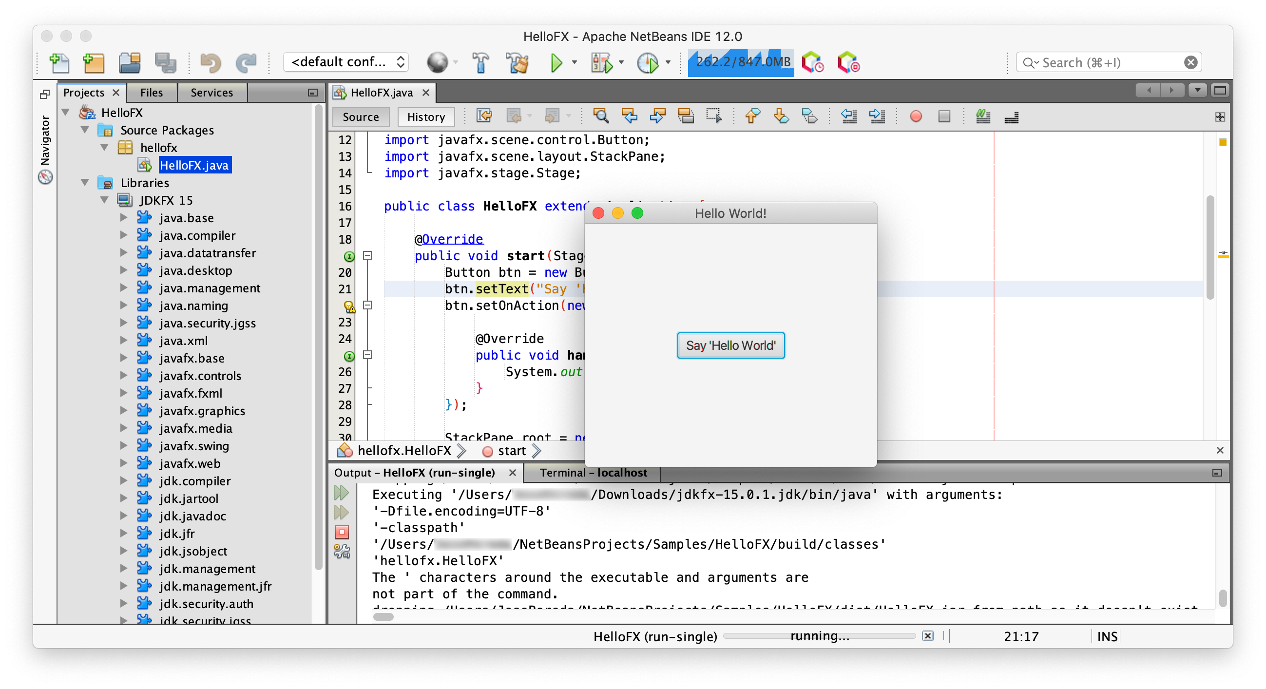 Run JavaFX Project